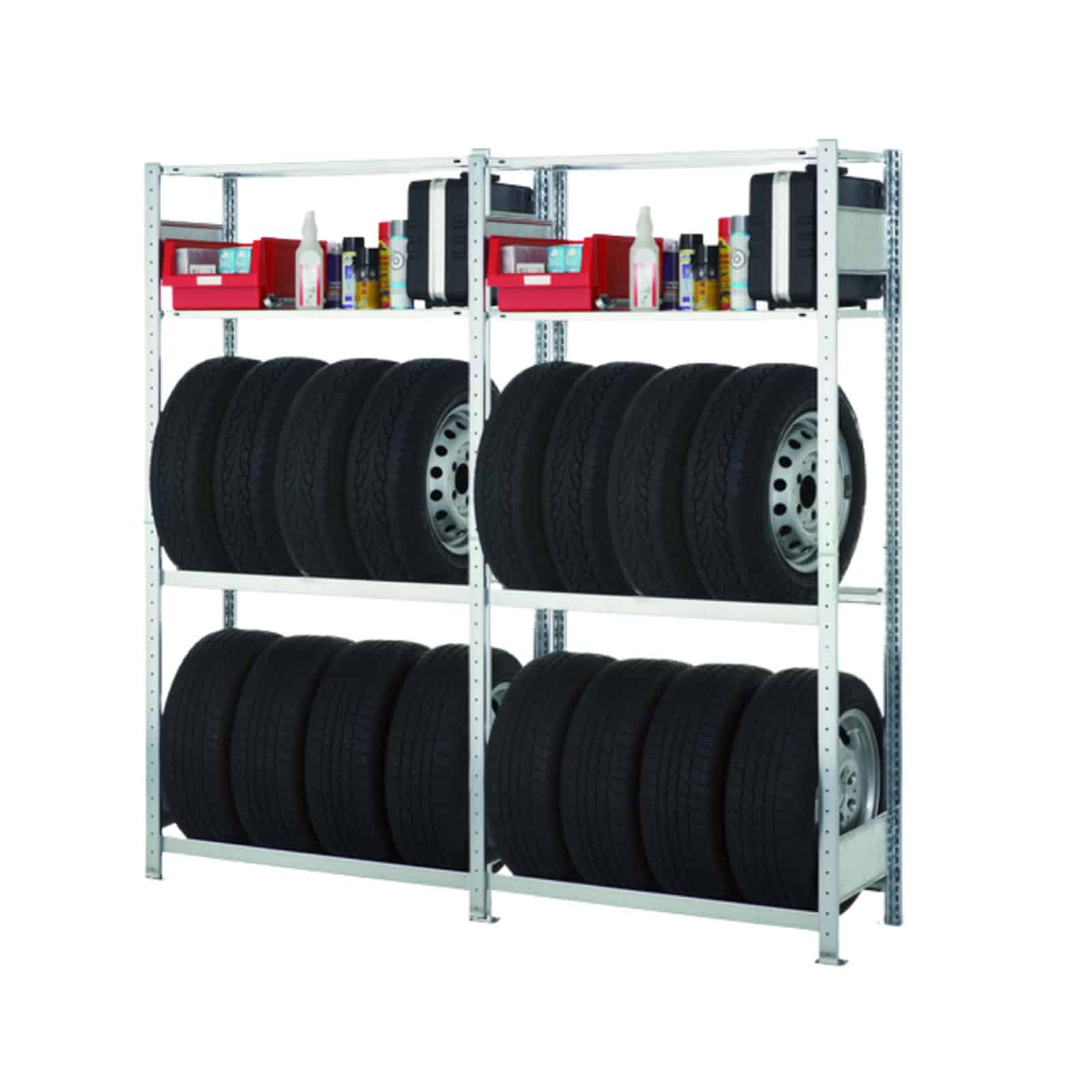 Garagenregal mit Anbaufeld 4x Fachboden und 4x Reifenebenen - AP ...